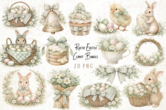 Rustic Easter Clipart Bundle Graphic by Yassou Bouhad · Creative Fabrica