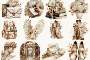 Watercolor Light Academia Clipart Graphic by busydaydesign · Creative ...