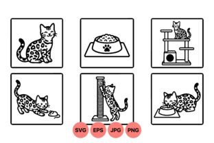Cute Cat Line Art Icons Graphic by DesignVectx · Creative Fabrica