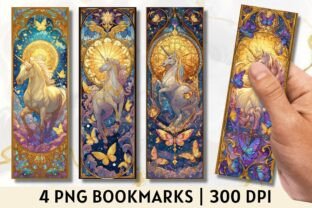 Golden Unicorn Stained Glass Bookmark Graphic by CUTSY Digital ...