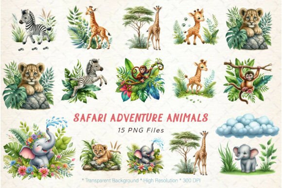 Safari Adventure Animals Clipart Bundle Graphic by Smart Dream Shop ...