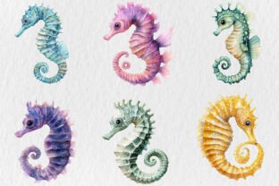 Watercolor Summer Seahorse Clipart Graphic by Rose Art · Creative Fabrica