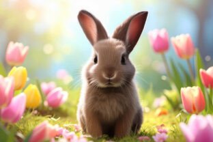 Cute Easter Bunny Spring Backgrounds Graphic by AVS Studio · Creative ...