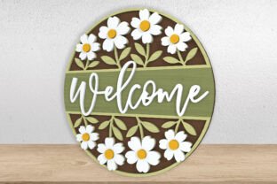 Layered Daisy Welcome Sign SVG · Creative Fabrica
