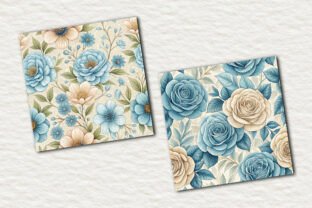 Blue & Cream Floral Pattern Graphic by Creative Design · Creative Fabrica