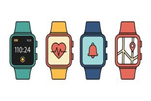 Smartwatch Line Art Color Vector Clean Graphic by lokmanshekh ...
