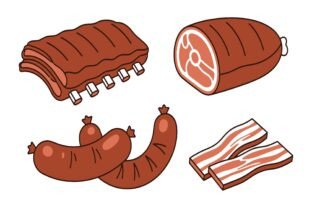 Smoked Meat Line Art Filed Color Illustration par lokmanshekh ...