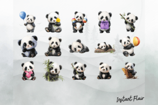 Cute Panda Clipart Bundle Graphic by Instant Flair · Creative Fabrica