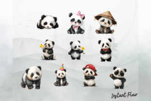 Cute Panda Clipart Bundle Graphic by Instant Flair · Creative Fabrica
