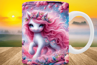 Cute Pink Flower Chibi Unicorn Mug Wrap Graphic by Coffee & Crafts ...