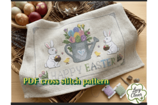Happy Easter Bunny Cross Stitch Pattern Graphic by LucyClever_Stitch ...
