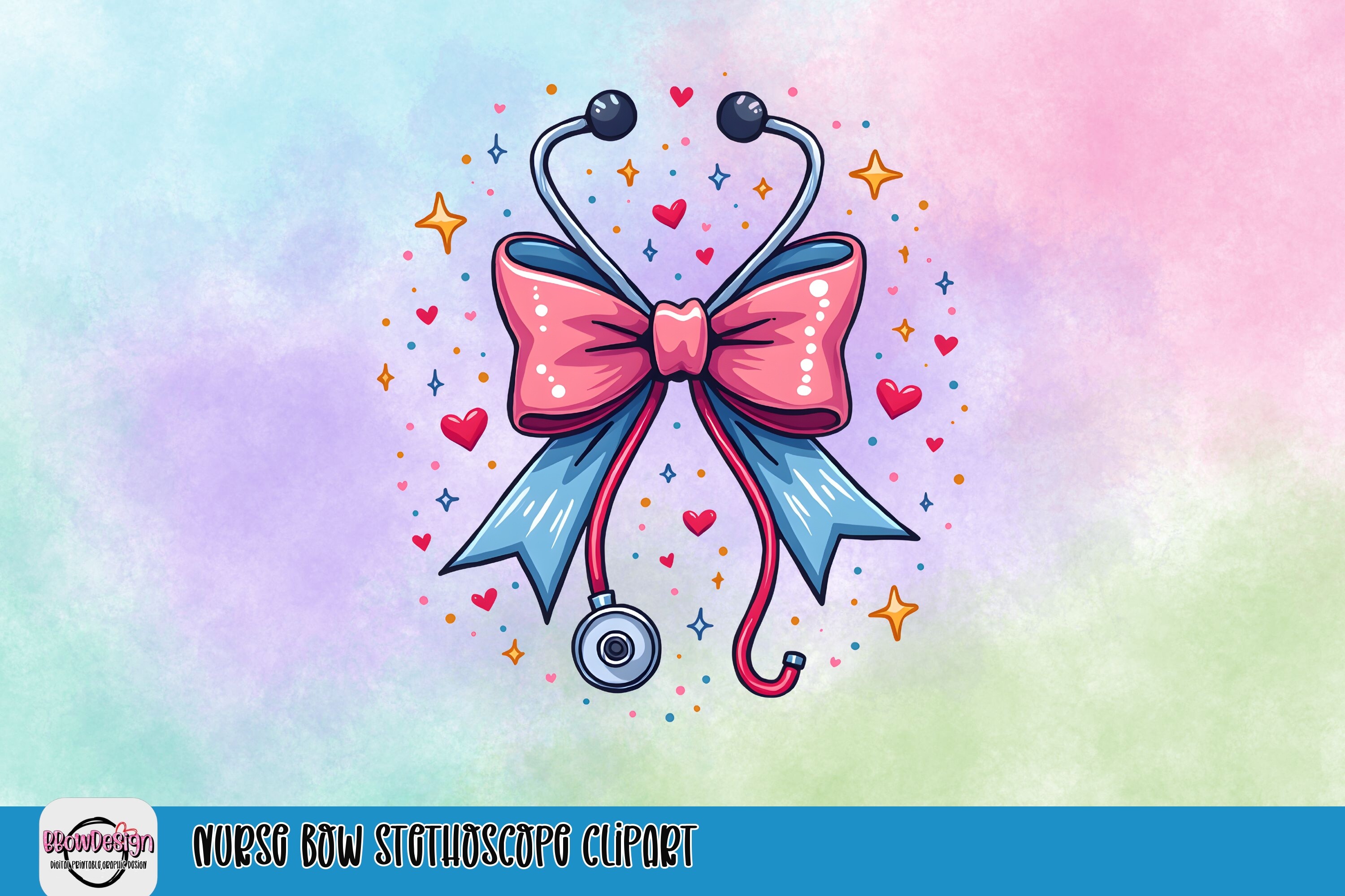 Nurse Bow Stethoscope Clipart Graphic by BbowDesign · Creative Fabrica