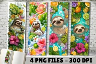 Summer Fruit Hibiscus Sloth Bookmark Graphic by ProCUT · Creative Fabrica