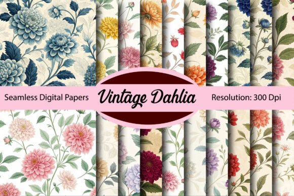 Vintage Dahlia Seamless Digital Paper Graphic by Colourful · Creative ...