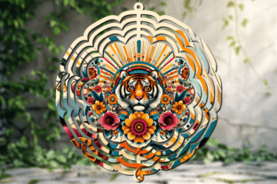 Boho Floral Tiger Head Wind Spinner Graphic by MK DESIGNS · Creative ...