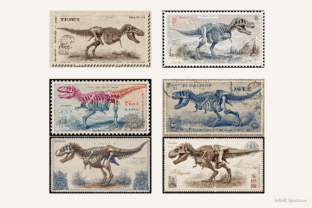 T Rex Bone Postage Stamps 24 Png Graphic by Velvet.Sparrow · Creative ...