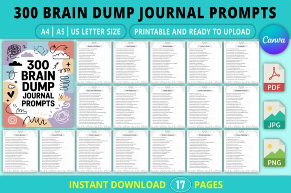 Editable 300 Brain Dump Journal Prompts Graphic by Tabiya Studio ...