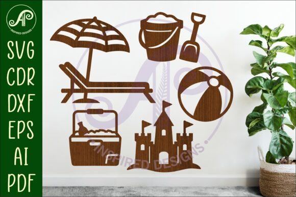 Summer Beach Silhouettes Laser Cut out 2 · Creative Fabrica