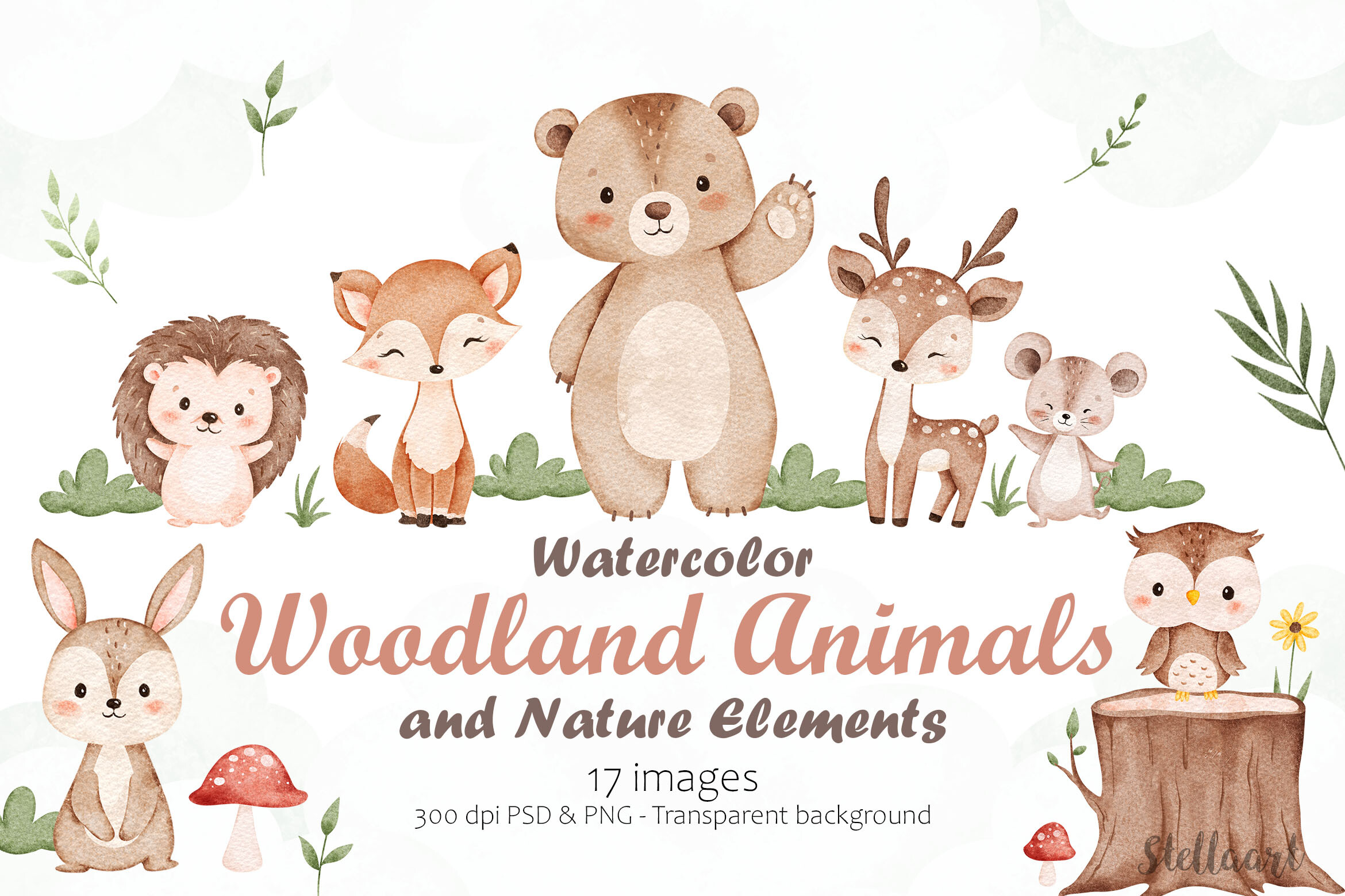 Watercolor Woodland Animals Graphic by Stellaart · Creative Fabrica