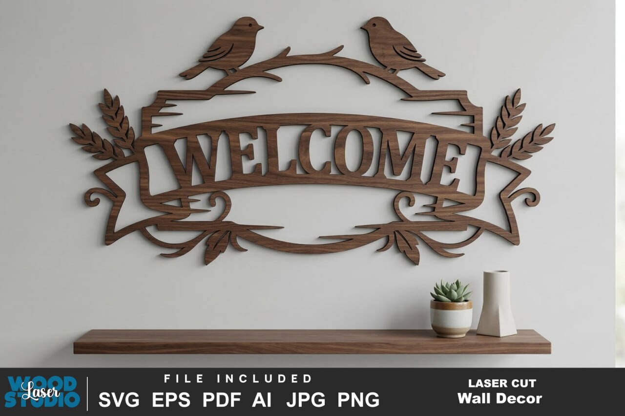 Welcome Sign Laser Cut SVG · Creative Fabrica