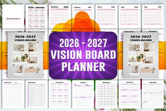 3 2026-2027 Vision Board Planner Designs & Graphics