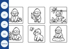 Cute Baby Gorilla Clipart Set Graphic by SVG vector PNG · Creative Fabrica