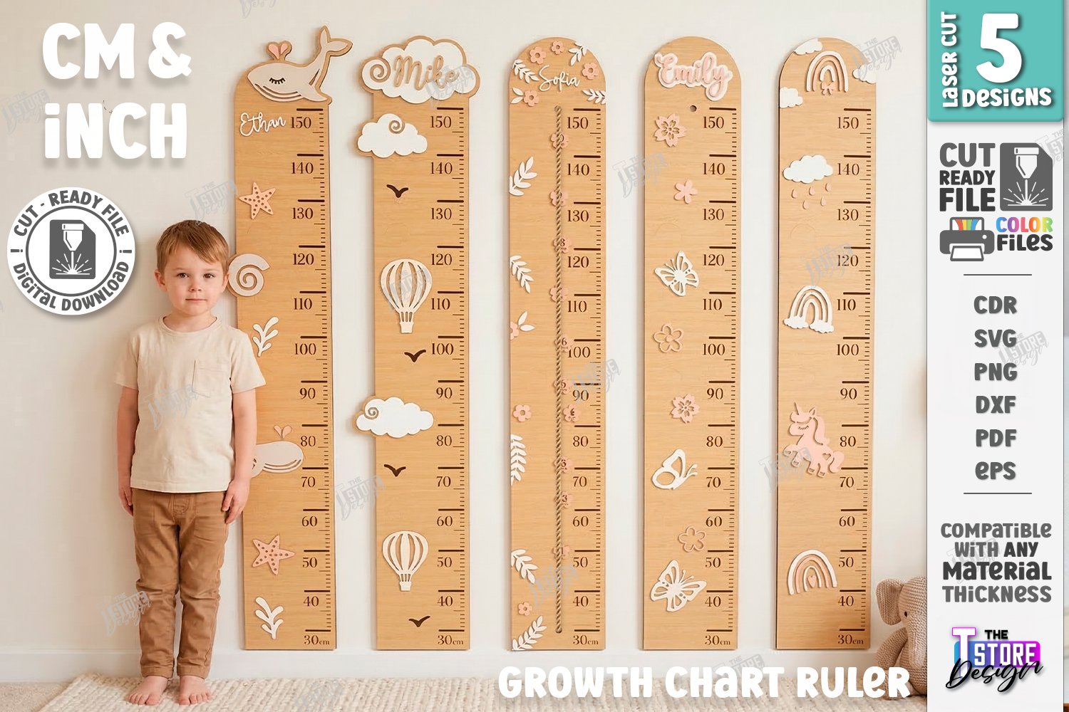 Kids Growth Chart Ruler Laser Cut Bundle · Creative Fabrica