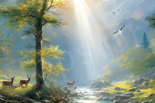 Peaceful Nature Morning Scene in Spring Graphic by Topstar · Creative ...