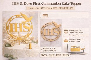 First Communion Cake Topper SVG IHS Dove · Creative Fabrica