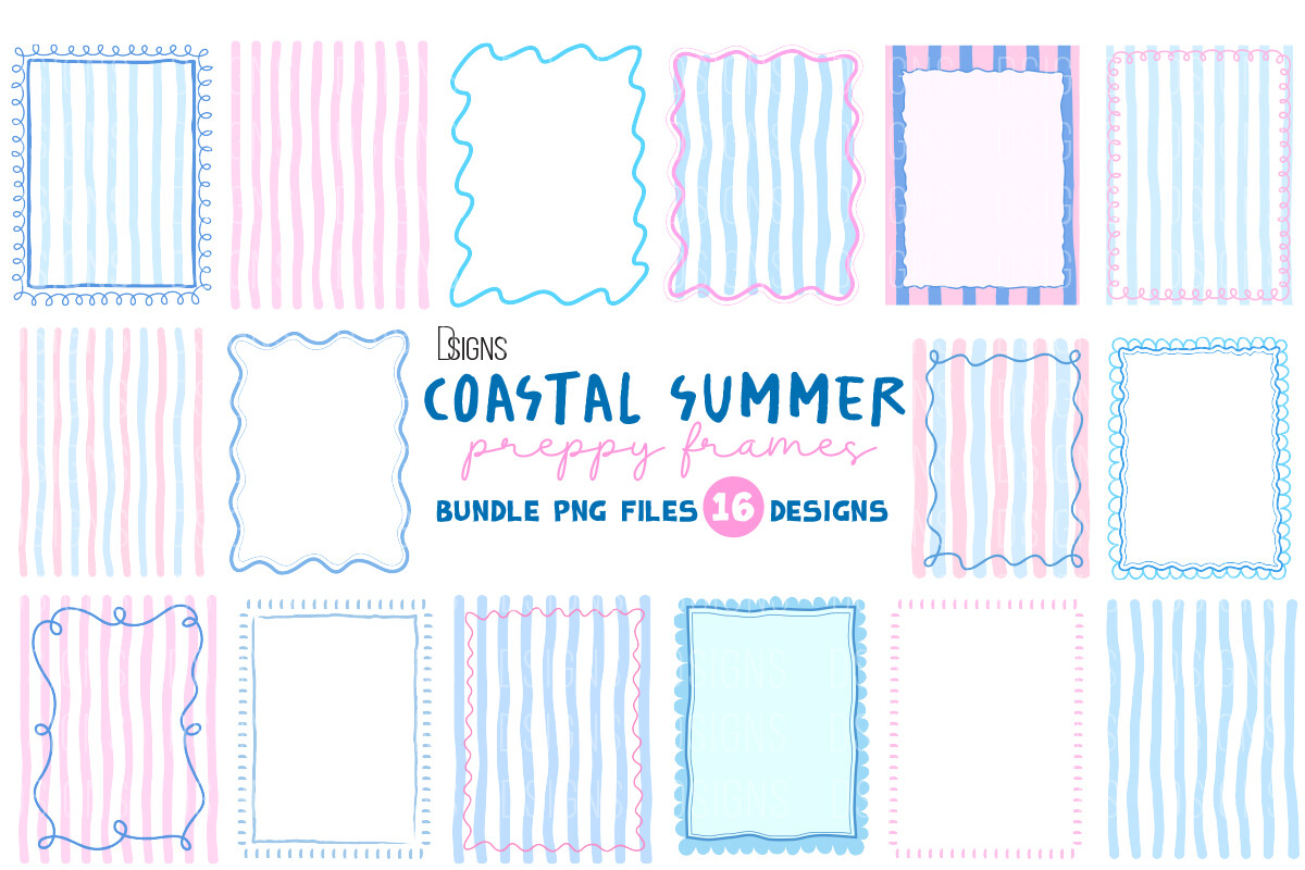 Summer Preppy Hand Drawn Frames Bundle Graphic by DSIGNS · Creative Fabrica