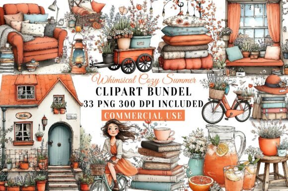Whimsical Cold Summer Beach Clipart Graphic by Print Magic · Creative ...