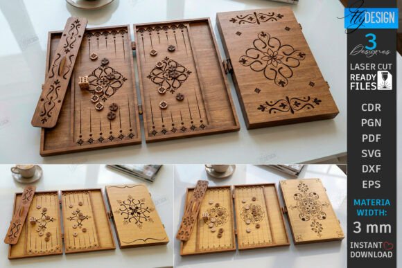 Backgammon Boards Laser Cut Bundle SVG · Creative Fabrica