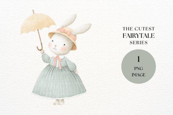 Elegant Bunny Clipart Vintage Dress Art Graphic by Ikota Design ...
