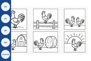 Rooster Farm Line Art Vector Graphic by SVG vector PNG · Creative Fabrica