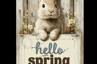 Cute Bunny Rabbit Says Hello Spring Graphic by Topstar · Creative Fabrica