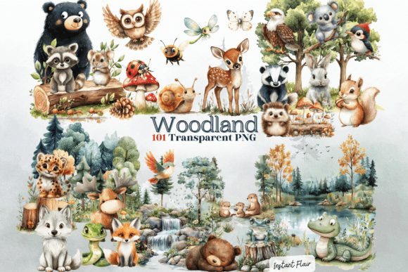 Woodland Animals Clipart Bundle Graphic by Instant Flair · Creative Fabrica