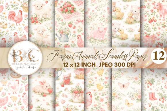 1 Farm Animals Seamless Digital Paper Designs & Graphics