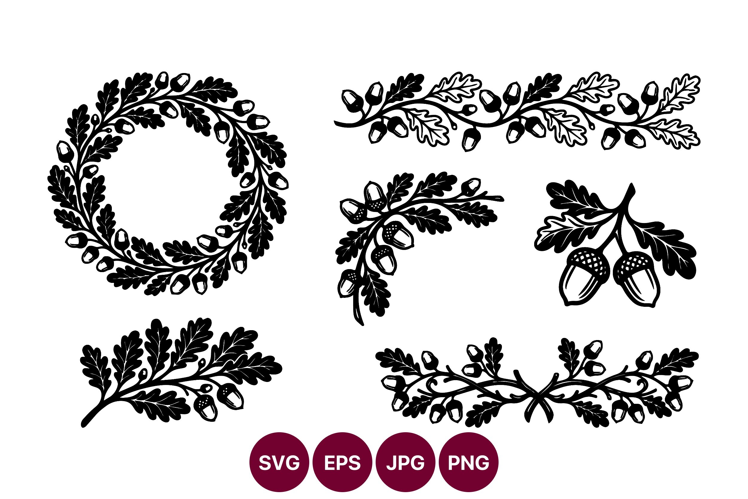 Vintage Line Art Vector Borders Acorn Graphic by DesignVectx · Creative ...
