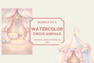 Watercolor Circus Animals PNG Bundle Graphic by ezdesignsco · Creative ...