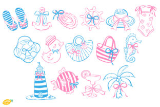 Summer Beach Line Art Clipart Bundle Graphic by Lemon.design · Creative ...