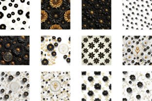 3D Black Gold Floral Digital Paper Graphic by Designstock · Creative ...