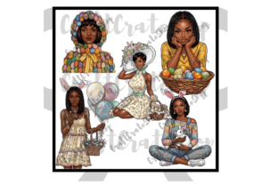 Black Woman Easter Clipart Bundle Graphic by craftcrateshop · Creative ...