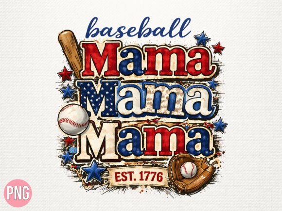 1 Americana Baseball Mama Design Designs & Graphics
