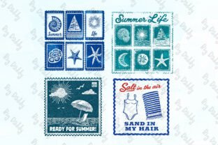 Vintage Summer Stamps Clipart PNG Graphic by Big Daddy · Creative Fabrica