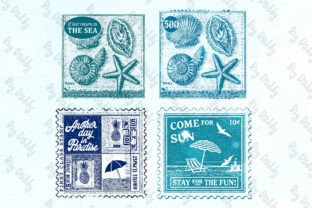 Vintage Summer Stamps Clipart PNG Graphic by Big Daddy · Creative Fabrica