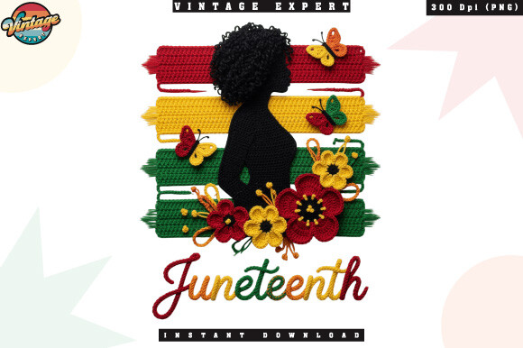 Juneteenth Floral Pride Crochet Yarn PNG Graphic by Vintage Expert ...