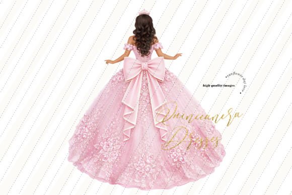 Blush Pink Glitter Quinceañera Clipart Graphic by SunflowerLove ...