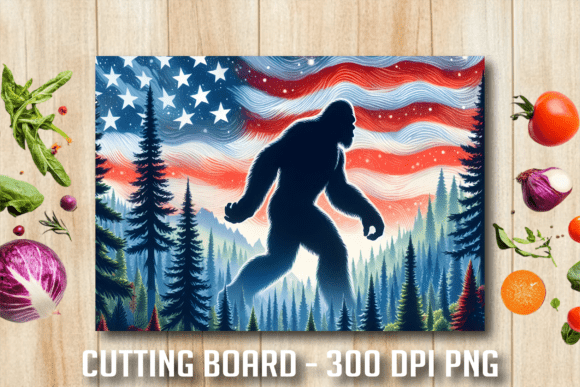 Bigfoot Silhouette Flag Cutting Board Graphic by Aria Creates ...