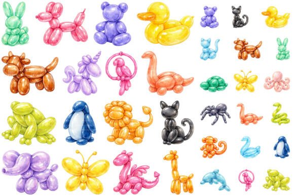 Watercolor Balloon Animal Clipart Bundle Graphic by Aspect_Studio ...