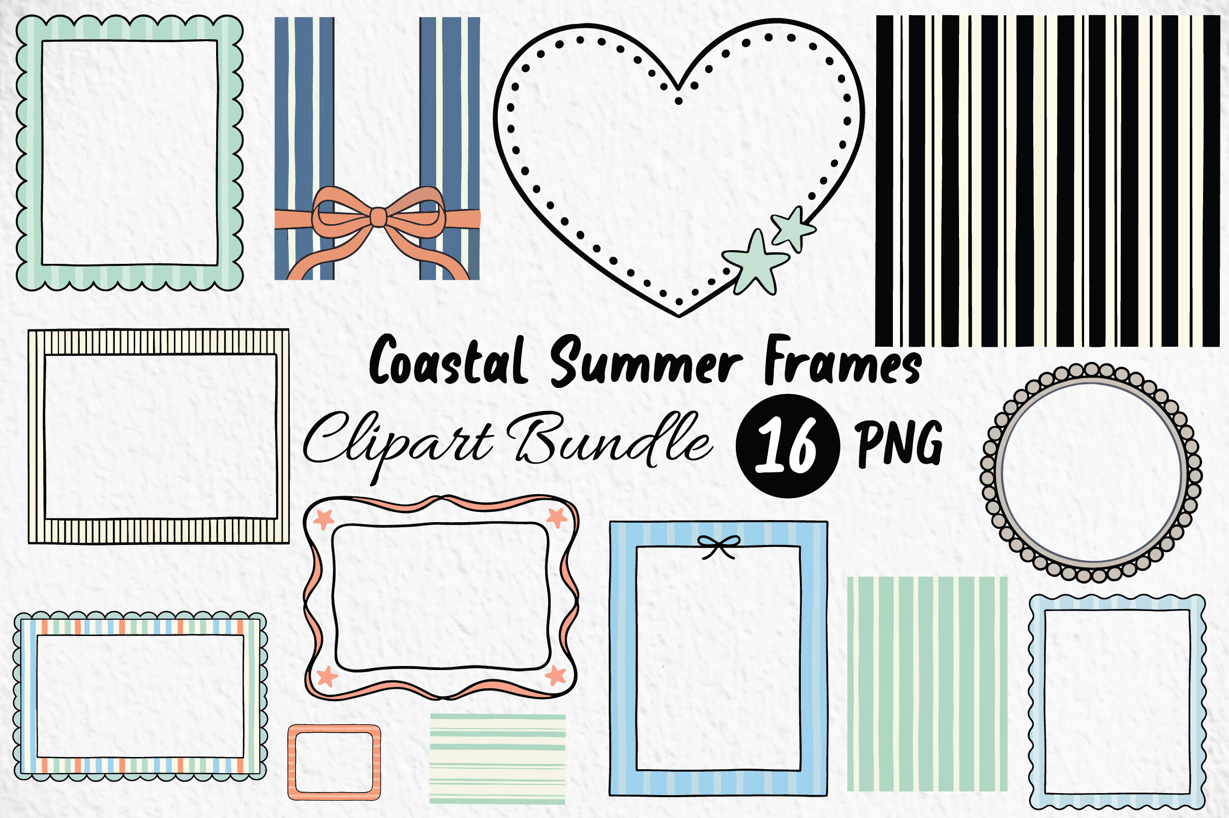 Coastal Summer Frames Clipart Graphic by Craft Art · Creative Fabrica